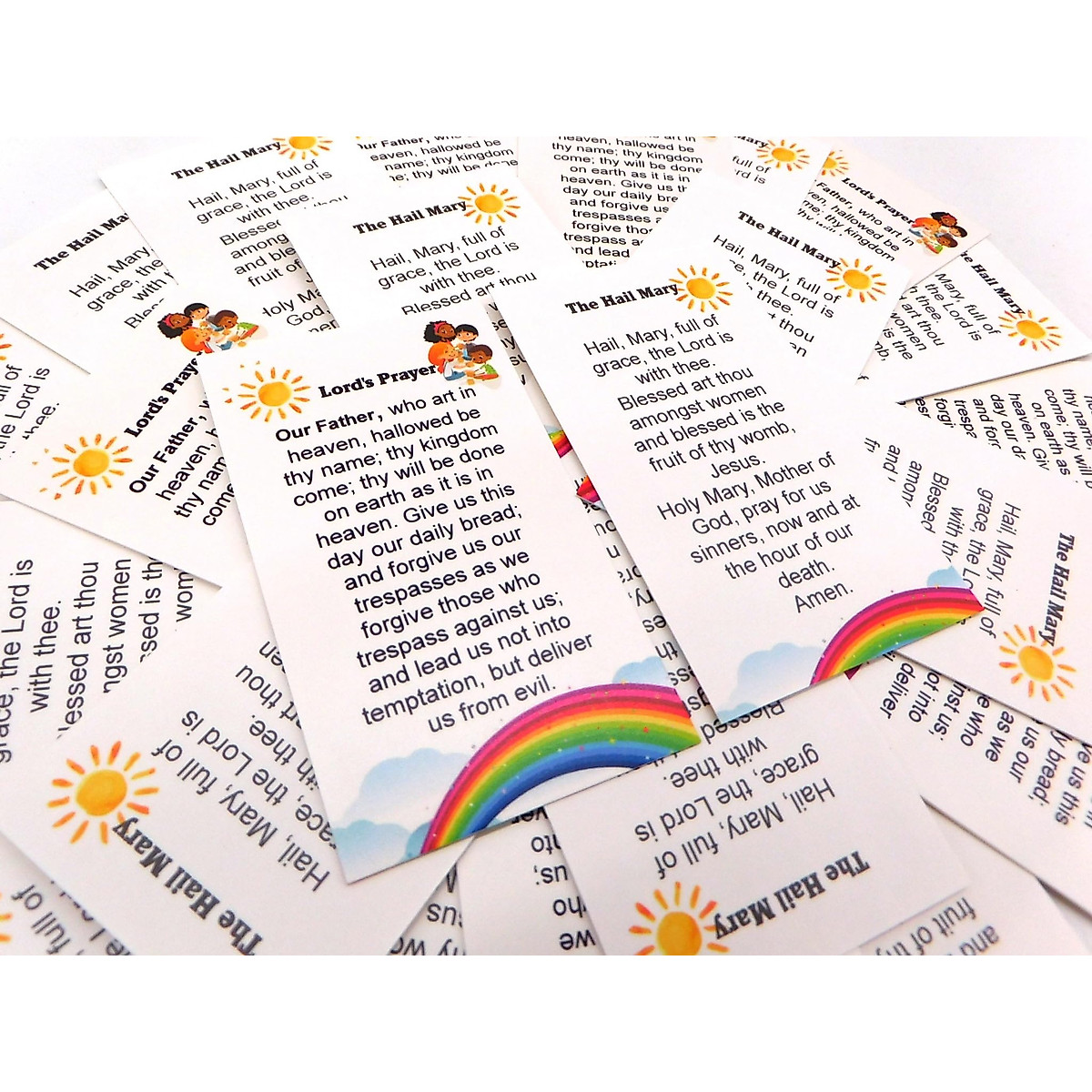Westmon Works The Hail Mary and Our Father Lords Prayer Childrens Holy Cards Bulk Classroom Pack, Set of 24
