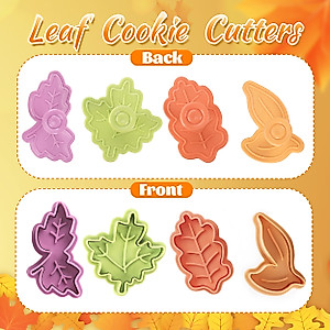 4Pcs Leaf Plunger Cutter Maple Leaf Cookie Cutter Baking Pie Crust Cutters for Thanksgiving