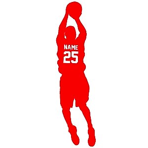 VWAQ Basketball Name Decals for Boys Room - Personalized Sports Vinyl Sticker Custom Kids Room Decor - CS14 (22" H X 6" W, Red)