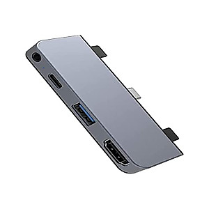HyperDrive USB C Hub Adapter for iPad Pro 2020 2019 2018 11”/ 12.9", USBC Smartphone/Tablet, 4-in-1 USB-C Hub Dongle with 4K HDMI, C-USB PD Charging, USB 3.0, 3.5mm Headphone Audio Jack -Gray