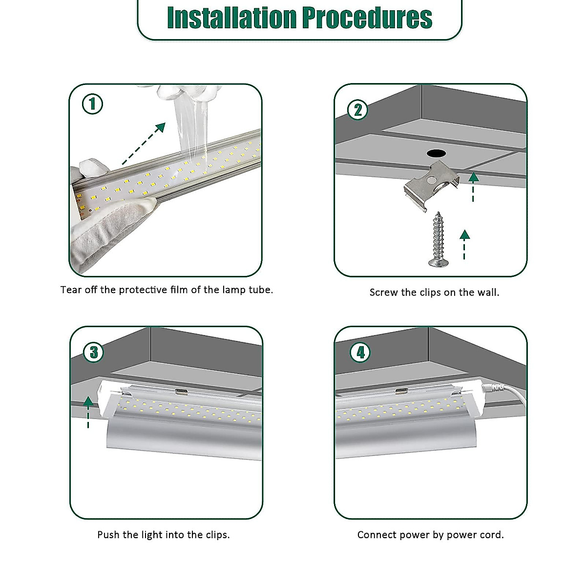 SZHLUX 4FT Led Shop Light for Garage, (50W x 4 Pack)5000K 7000LM Linkable Super Bright Led Garage Lights, Basement Warehouse Workshop Work Ceiling Panel Fluorescent Strip Daylight Bulbs Fixtures
