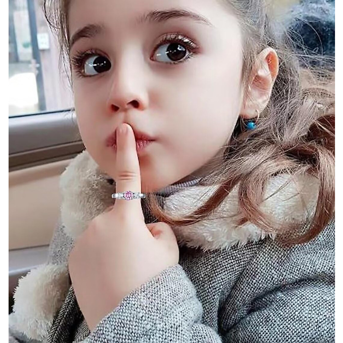 AILAAILA Kids Rings for Girls Birthstone Rings Size 1 2 3 4 Birthday Gifts Stainless Steel Jewelry Pink Diamond Rings for Women October Size 3