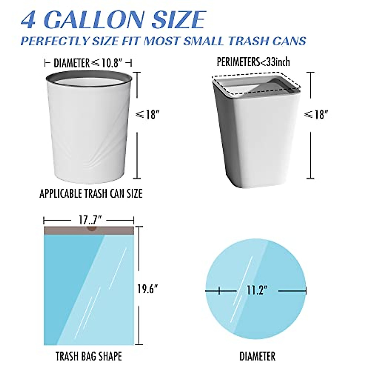 JOYEUX 4 Gallon Small Trash Bags, No-Tearing Drawstring Garbage Bags for Bathroom Kitchen, Febreze Beachside Breeze, 60 Count