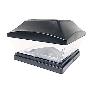 iGlow 4 Pack Black Outdoor Garden 6 x 6 Solar SMD LED Post Deck Cap Square Fence Light Landscape PVC Vinyl Wood