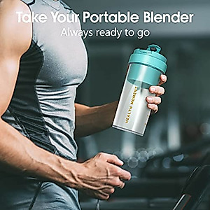 Health Moment,Tragbarer Mixer, USB – hergestellt aus BPA-freiem Tritan-Material – Fruchtkugel mit leistungsstarken 6 Klingen, angetrieben von 4440000 mAh. ( mAh. Blau)