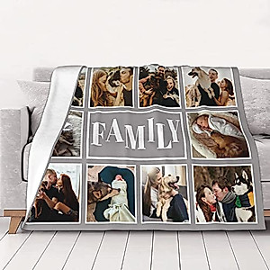 MMAOLP Custom Family Throw Blanket, Personalized Memorial Throw with Photos, Christmas Blanket Blanket with Photo for Bed Couch Customized Gifts for Son Daughter for Birthday
