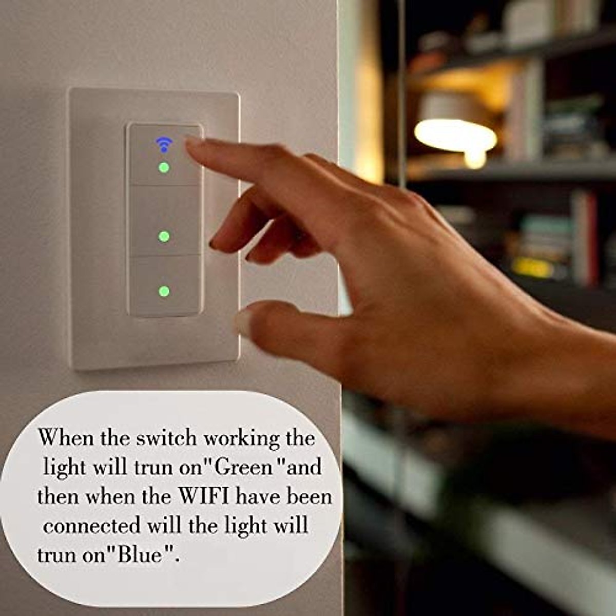 Smart Light Switch, Triple switches WiFi Smart Switch Button, Compatible with Alexa and Google Home, Remote Control with Timing Funtion, No Hub Required,Smart Life APP Provides Control from Anywhere