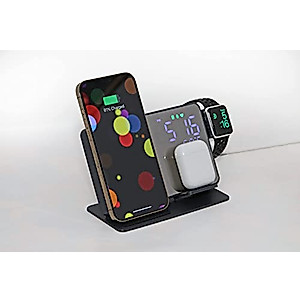 Tech Starving's 3 in 1 Wireless Charger with Clock/Alarm—Fast Charging—For iPhone 14/13/12/11/XS/X/8—Apple Watch Series—AirPods & Samsung Phone Series