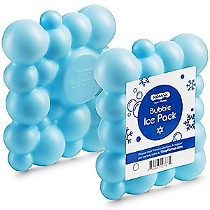 Komax Lunch Box Ice Packs | Set of 2 Reusable Bubble Ice Packs for Lunch Bags & Coolers | 5.1 x 4.3 Slim Freezer Packs | 12-hr Cool Long Lasting Ice Packs