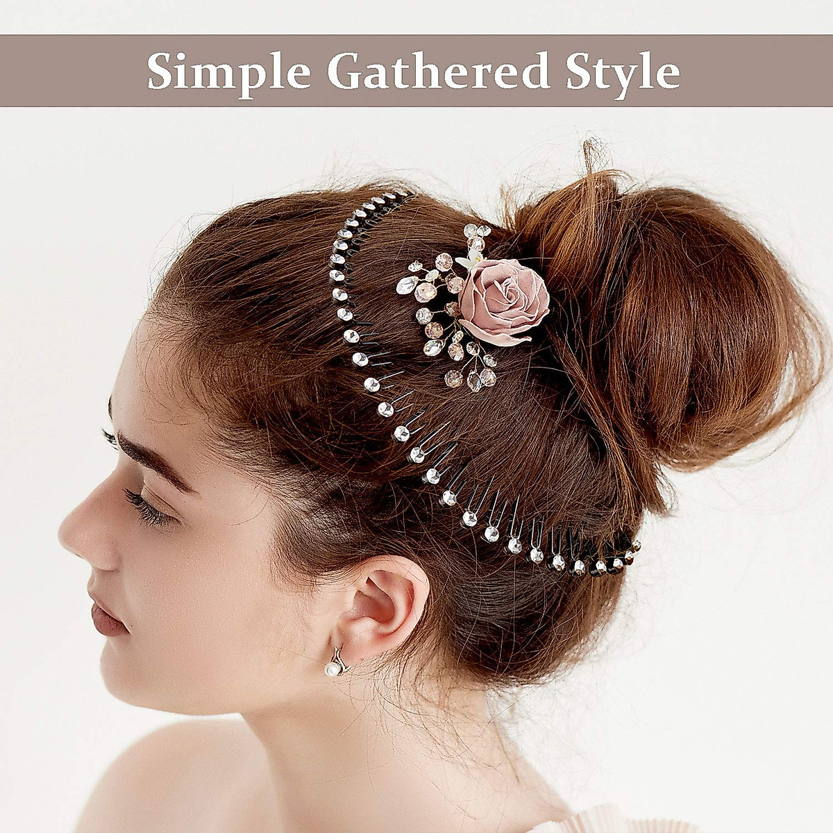 WILLBOND 14 Pcs Flexible Circle Hair Bands - Stretch Headbands with Tooth Comb for Women and Girls, 7 Fresh Color Styles