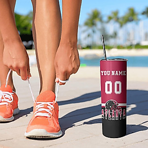 20oz Football City Customs stainless steel Insulated tumbler with Lid and Straws, Personalized football gifts for fans, Travel Cup Adds Your Name and Number