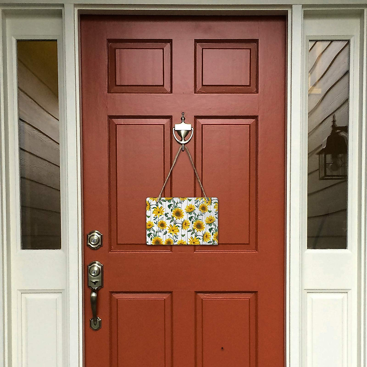 Slate Hanging Wall Sign Sunflower Leaves Summer Wall Plaque Wood Signs with Rope Retro Wood Plank DIY Hanging Door Sign for Front Porch/Entryway/Outdoor/Garden Home Decor, 8x5inch