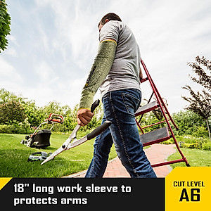 COOLJOB A6 Cut Resistant Sleeves with Thumb Hole for Gardening Pruning Pet Handling, 18” Protective Arm Cover for Men Women, Thin Skin Approved Work Protector for Gardener Farmer, Large, 1 Pair