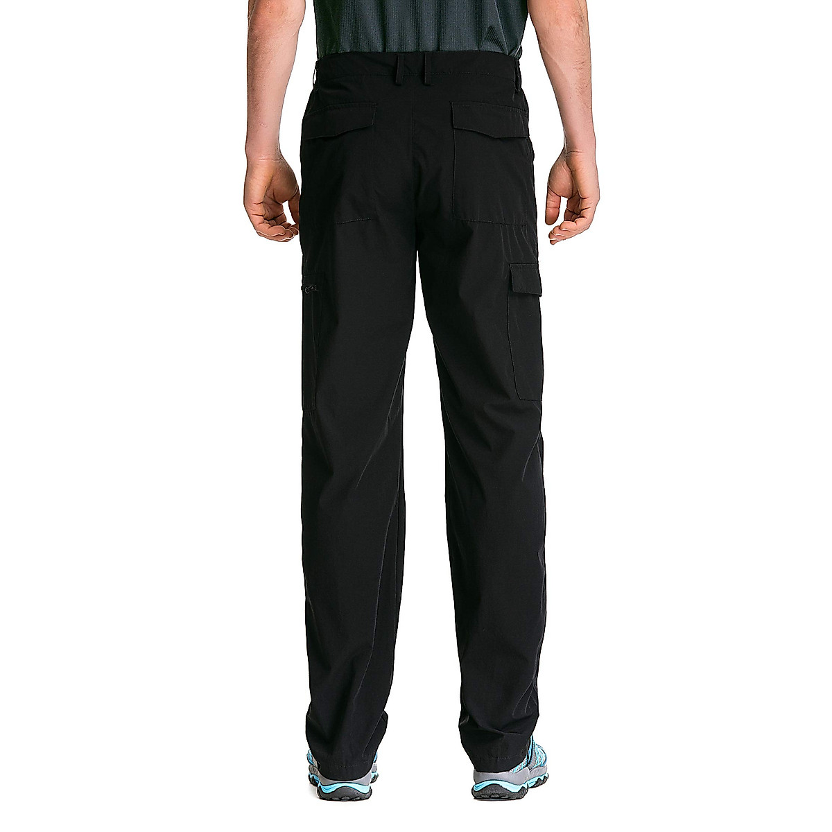 clothin Men's Elastic-Waist Travel Pant Stretchy Lightweight Pant Multi-Pockets Quick Dry Breathable(Black M-32)