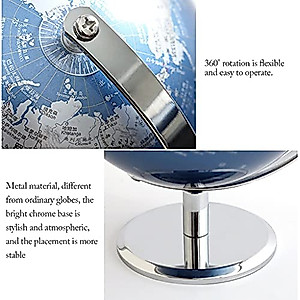 World Globe World Globe Latitude Longitude World Desk Globe With Chrome Metal Base Stand And High Clear Map Earth Globe For Home Office Globes decor (25cm Blue) (25cm Silver With L