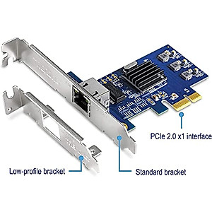 TRENDnet 2.5GBase-T PCIe Network Adapter, TEG-25GECTX, Converts a PCIe 2.0 or Later Slot into a 2.5G Ethernet Port, 802.1Q VLAN Tagging, Standard & Low-Profile Brackets Included, Windows Support