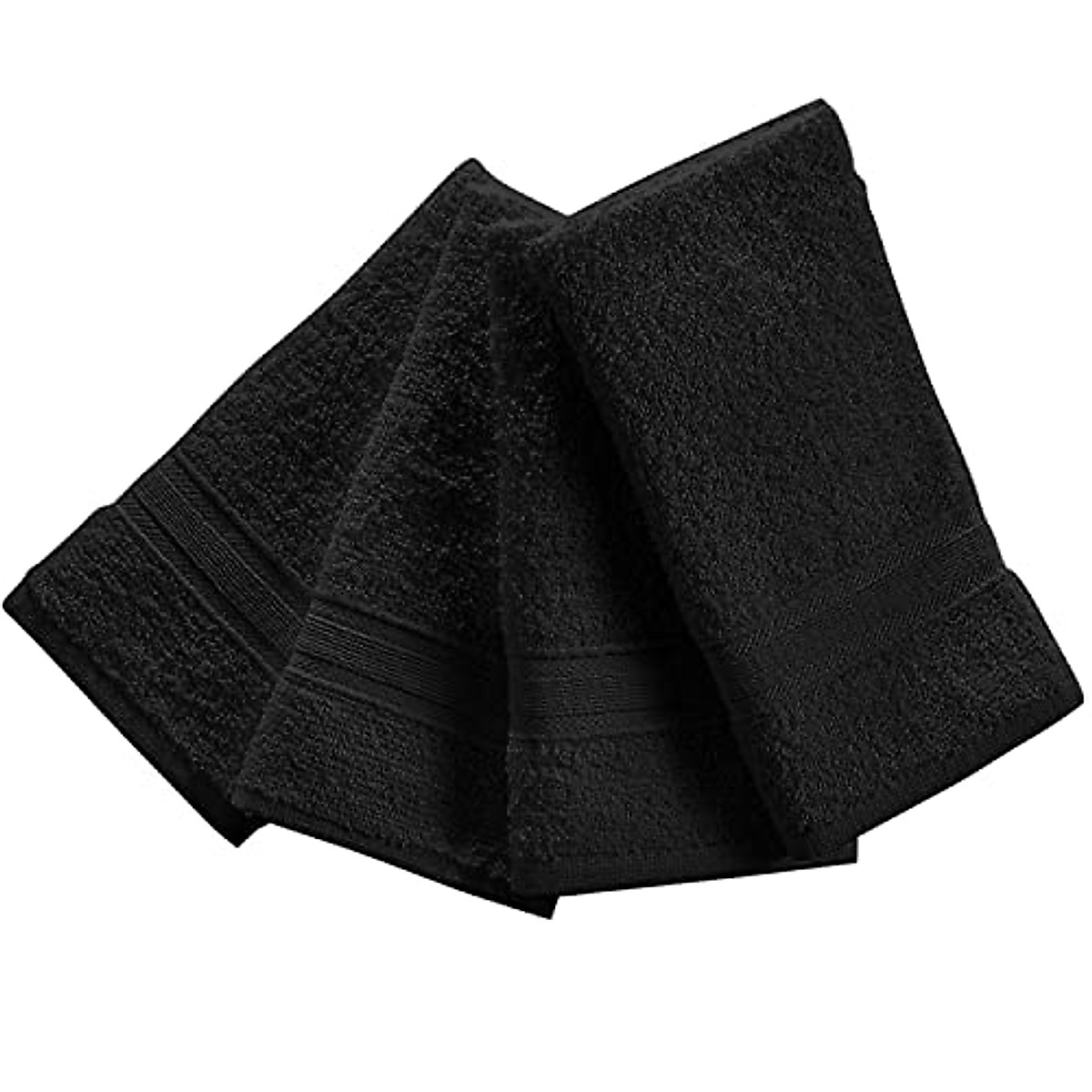 Cotton Fingertip Towels Set - 4 Pack Black Highly Absorbent, Soft Feel Fingertip Towels 11"x17"