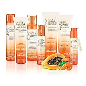 GIOVANNI 2chic Ultra-Volume Super Potion Hair Volumizing Styling Booster - Volumizing Formula with Papaya & Tangerine Butter, Weightless Control for Thin Hair, No Parabens, Color Safe - 1.8 oz