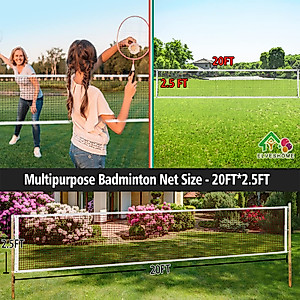 Professional Badminton Net for Backyard, Portable With Bag, Volleyball Net Outdoor, Replacement for Beach Schoolyard Competition, Size 20FT X 2.5FT