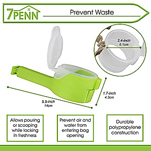 7Penn Bag Clips for Food Set - 4pk Food Clips to Seal Pour Food Storage Bag Clip with Spout for Cereal, Snacks, and More