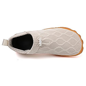 UMANPOO Men Hiking Water Shoes Barefoot Running Slip On Sneakers Casual Walking Slippers Gym Sock Flats Loafers Non Slip (Beige, Numeric_10.5)