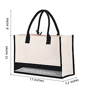 SUNELGIRL Personalized Initial Canvas Bag, Beach Bag, Monogrammed Gift Tote Bag for Women, Mom, Friends, Bridesmaids (Y)