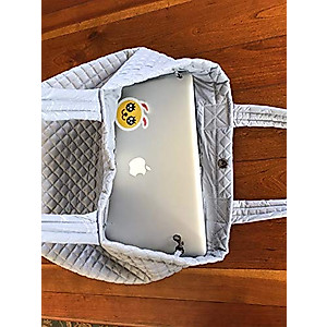 CLARANY Comfortable light weight quilted Tote bag with Pouch water repellent light Gray