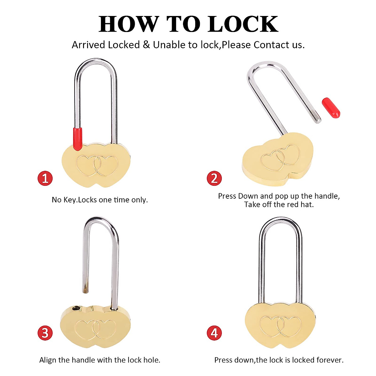 VeYocilk 3.5" 50mm Love Lock Double Heart Padlock Without Key for Lovers Wedding,Valentines,Anniversary,Travel(NO Key)