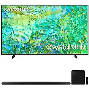 SAMSUNG UN55CU8000 55 inch Crystal UHD 4K Smart TV (2023 Model) Bundle HW-S800B 3.2.1ch Soundbar (Black) with Wireless Dolby Atmos DTS:X