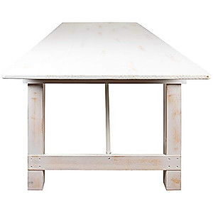 Flash Furniture HERCULES Series 9' x 40" Rectangular Antique Rustic White Solid Pine Folding Farm Table