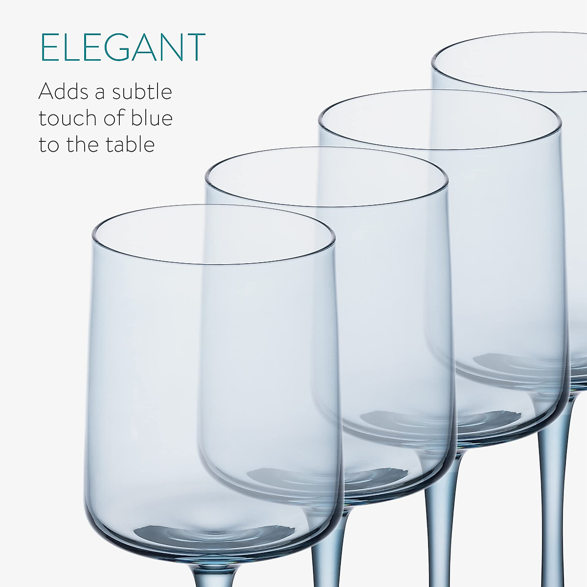 Navaris Blue Square Wine Glasses (Set of 4) - Colored Wine Glasses with Stems - Colored Glassware with Stem for Serving Wine, Cocktails, Beer, Dessert