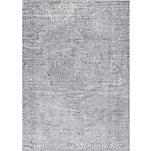 Unique Loom Portland Collection Bohemian Inspired Medallion Tone Design Area Rug, 10 ft x 14 ft, Light Gray/Gray