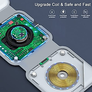 Wireless Charger 3 in 1,RTOPS Magnetic Travel Wireless Charging Station Multiple Devices,GaN 3 in 1 Charging Station,Compatible for iPhone 14/13/12/Pro/Max,iWatch,AirPods 3/2/Pro(Adapter Includes)