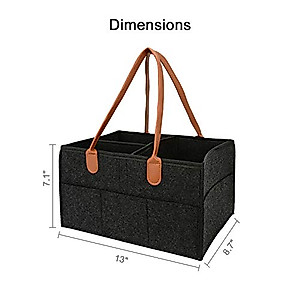 MorNon Baby Diaper Caddy Organizer Diaper Tote Portable Nursery Essentials Storage Basket Stain Resistant Large Baby Stuff Diaper Organizer Baby Gift for Newborn Boy and Girl, Dark Gray