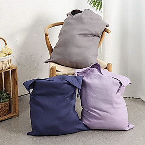 Amazhiyu Pure Linen Over The Door Laundry Hanging Hamper Bag with Bottom Zipper for Holding Dirty Clothes Yellow