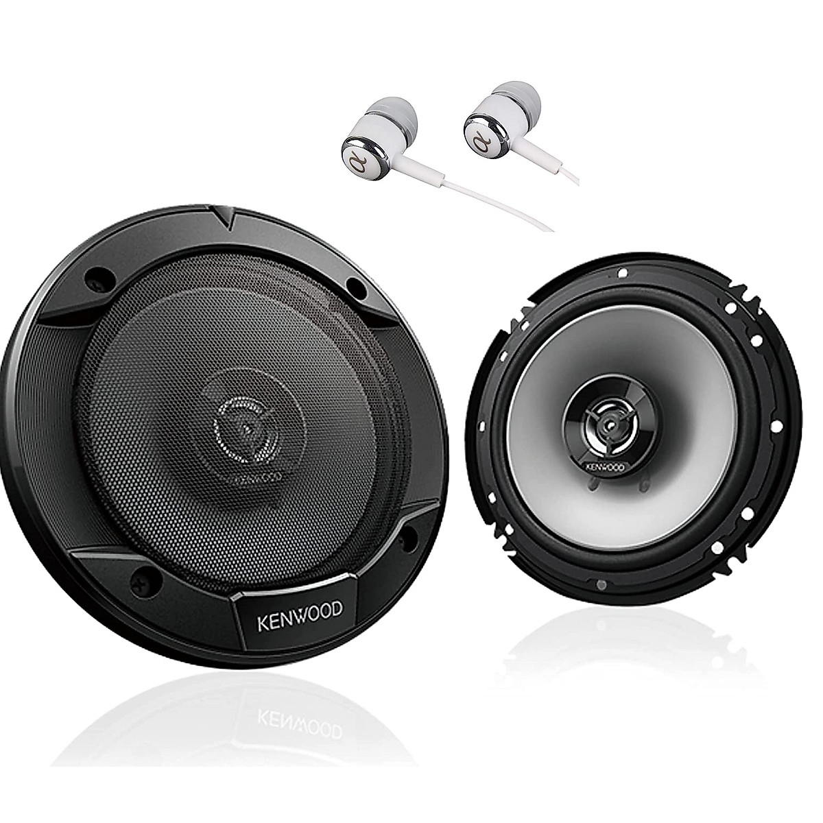 Kenwood 6-1/2" 300W Max (60W RMS per Pair) 6.5" KFC 2-Way Sport Series Flush Mount Car Audio Door Coaxial Speakers