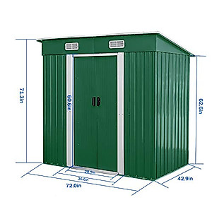 BAHOM Metal Outdoor Storage Shed 6X3.5 FT, Tool Shed Storage House with Sliding Door, Garden Tools Organizer with Vent, for Bike, Garbage Station, Utility, Lawn Backyard, Patio, Two Packages