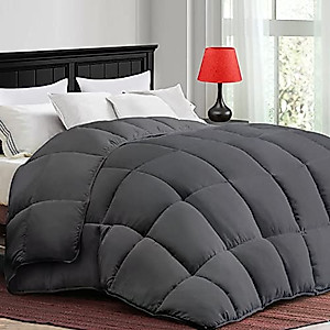COONP All Season Queen Comforter Cooling Down Alternative Quilted Duvet Insert with Corner Tabs,Winter Warm Hotel Comforter,Machine Washable-88 x 88 Inches,Grey