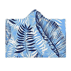 TaoYTao 50"x60" Women Summer Flower Blue Blanket Hoodie, Foldable Wearable Funny Hooded Blanket Robe Cloak, Christmas Birthday Gifts Anniversary For Wife Girlfriend Women