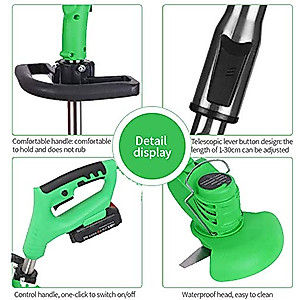 NANDAN 21V Cordless Grass Trimmer,Electric Trimmer/Edger Cutting Width 30CM with Plastic and Metal Blades Grass Brush Cutter Kit Pruning Cutter Garden Tools