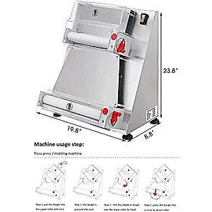 Pizza dough press, Commercial Dough Sheeter Machine, 370W Automatic Pizza Dough Roller Sheeter Maker, Kitchen Tools