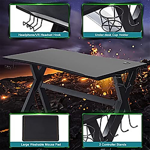 MJWDP Computer Desk with Cup Holder and Headphone Hook Office Workstation Desk