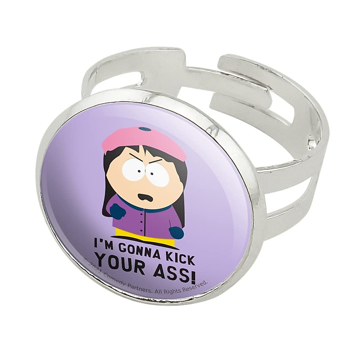 GRAPHICS & MORE South Park Wendy Kicks A** Silver Plated Adjustable Novelty Ring