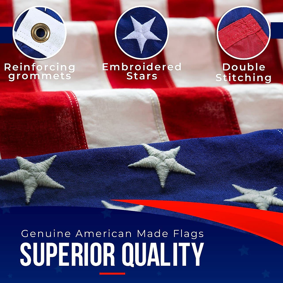 American Flags for Outside 3X5 -American Flag 3x5 with Embroidered Stars and Sewn Stripes US Flag 3x5 Heavy Duty Outdoor Made in USA for High Wind- All Weather Flags