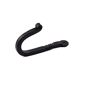 Renovators Supply Bathroom Hooks 3.5 in. Black Wrought Iron Wall Mount Hooks for Hanging Robe, Towel, Hat, or Jewellery with Mounting Hardware