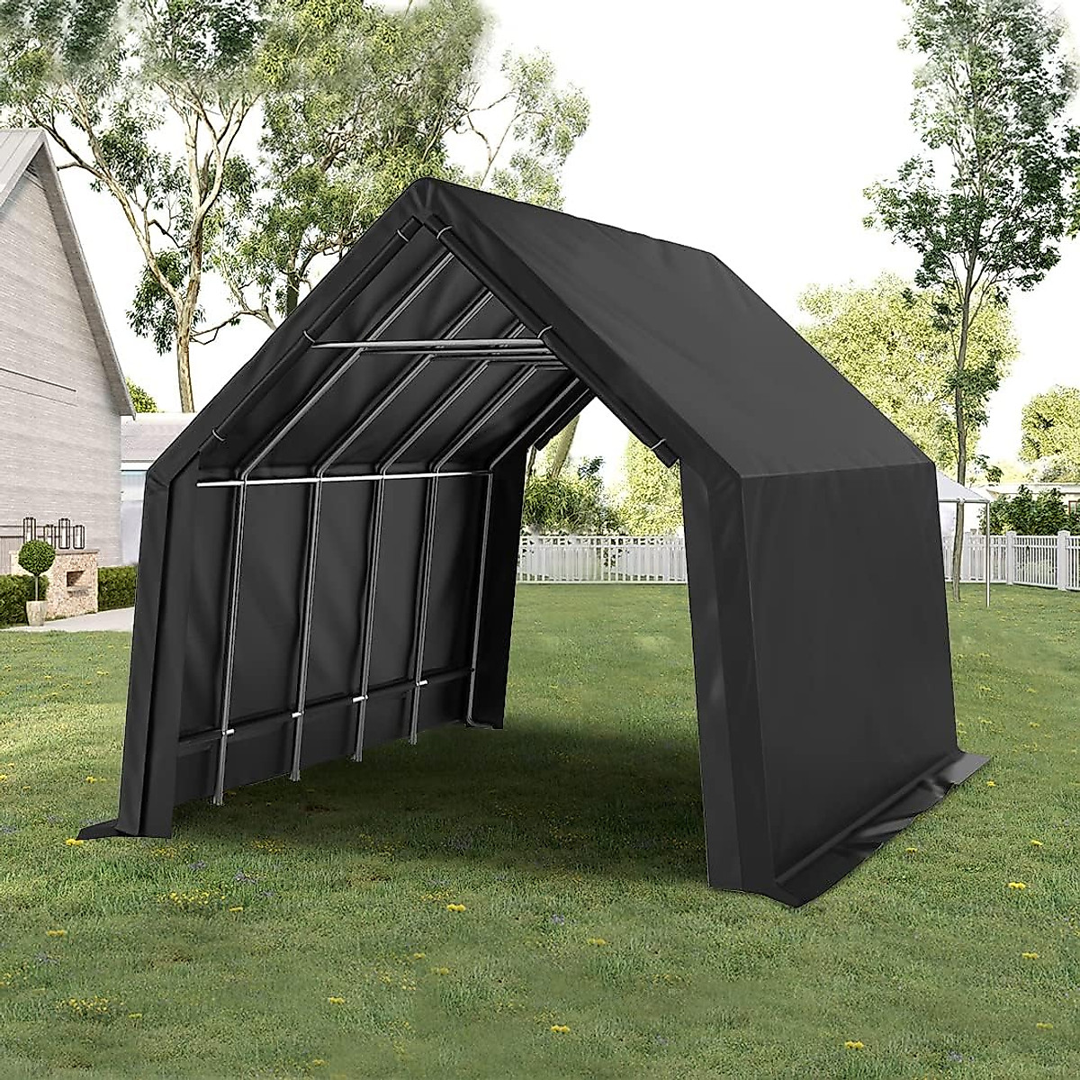 KING BIRD 13' x 20' x 12' Heavy Duty Anti-Snow Carport for SUV, Full-Size Truck and Boat, Outdoor Car Canopy Boat Shelter with Reinforced Ground Bars-Dark Gray