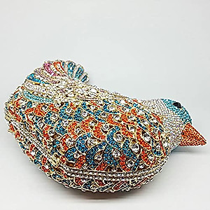 Bird Clutch Bags For Women Crystal Evening Bag Rhinestone Wedding Handbag Party Purse (Small,Multi Blue)