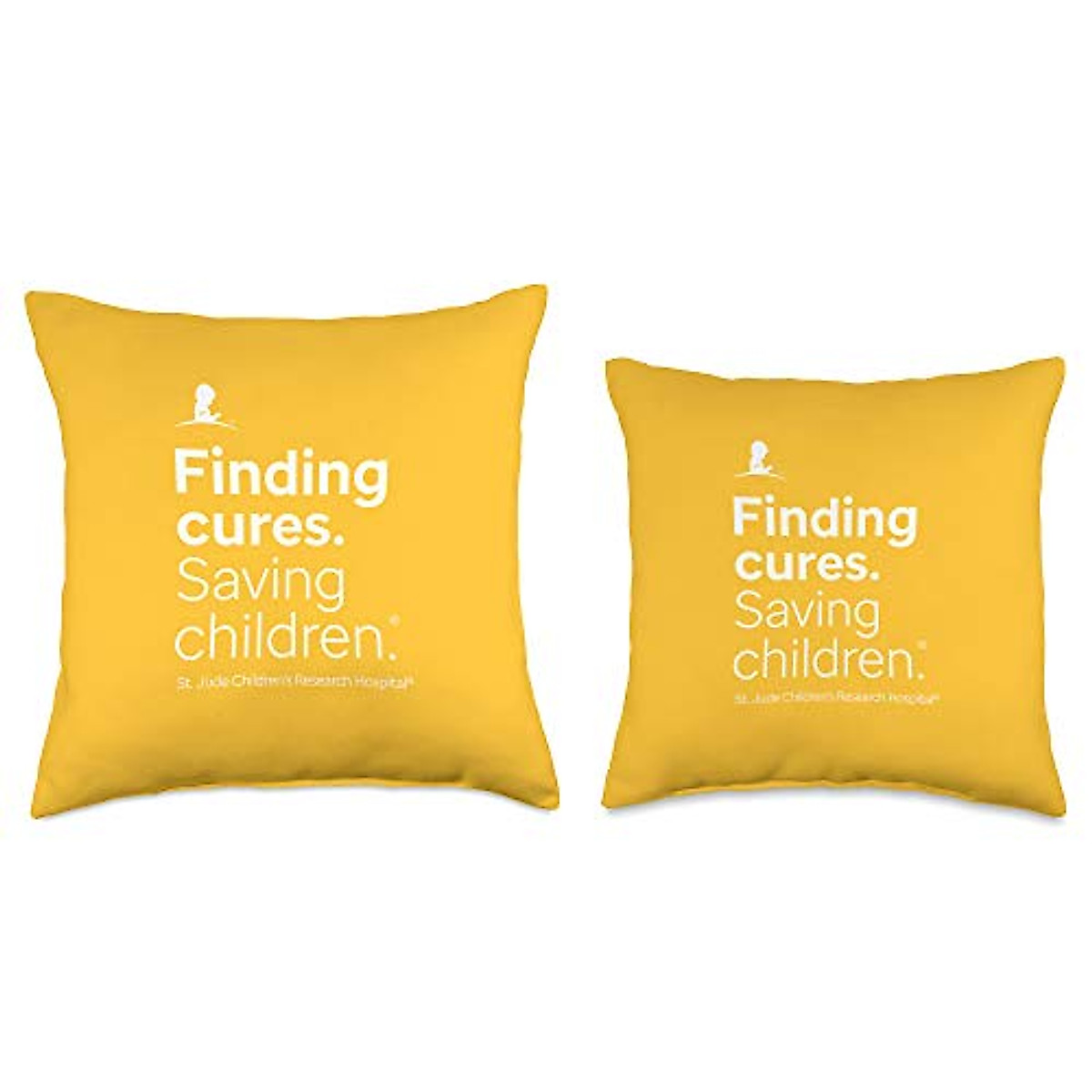 St. Jude Children's Research Hospital St. Jude Finding Cures. Saving Children. Yellow Throw Pillow, 16x16, Multicolor