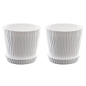 GANAZONO 2 Sets Flowerpot Round Plant Pots Succulent Vase Succulent Planter Bowl Planters for Outdoor Plants Starting Plastic Planter Pot Garden Flower Pot White Pot Multipurpose