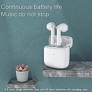 BT 5.1 Earbuds with Charging Case, TWS Touch Control Stereo Sound Earphones, Single/Binaural Noise Reduction Headset, Waterproof Sports Headphones, Built-in Mic,Type-C Fast Charging(White)